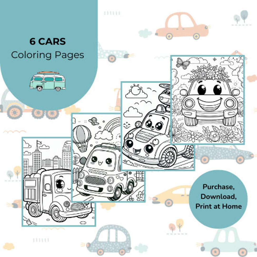 6 Cars Coloring Pages | Cars Coloring Book | Cars Printable | Cute ...