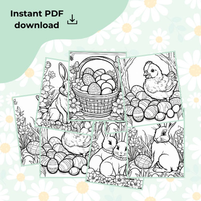 6 Easter Coloring Pages | Easter Coloring Book | Easter Activities ...