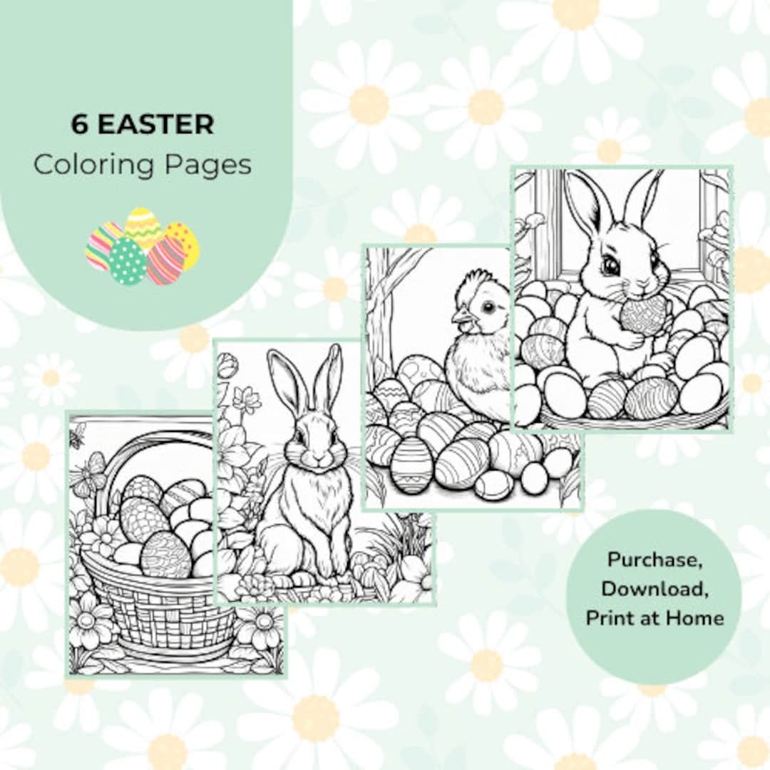 6 Easter Coloring Pages | Easter Coloring Book | Easter Activities ...