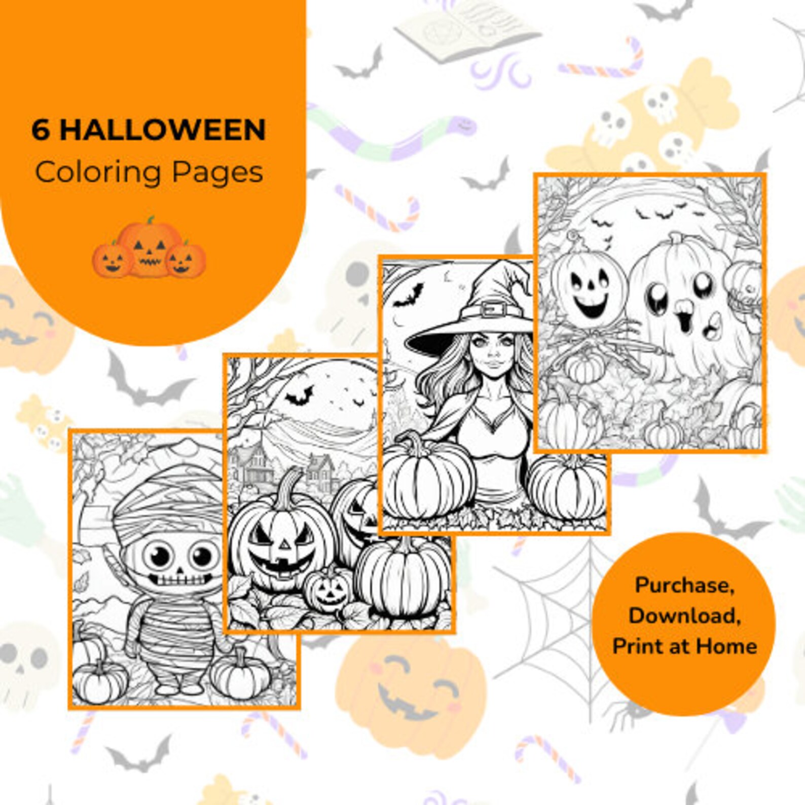 6 Halloween Coloring Pages | Coloring Pictures | Fall Coloring Pages ...