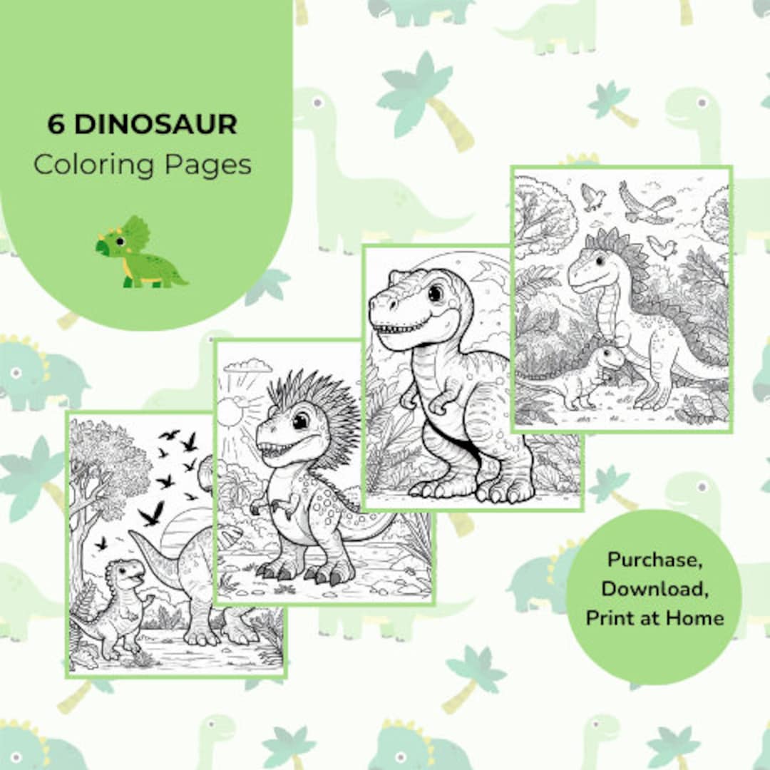 6 Dinosaur Coloring Pages | Dinosaur Coloring Book | Dinosaur ...