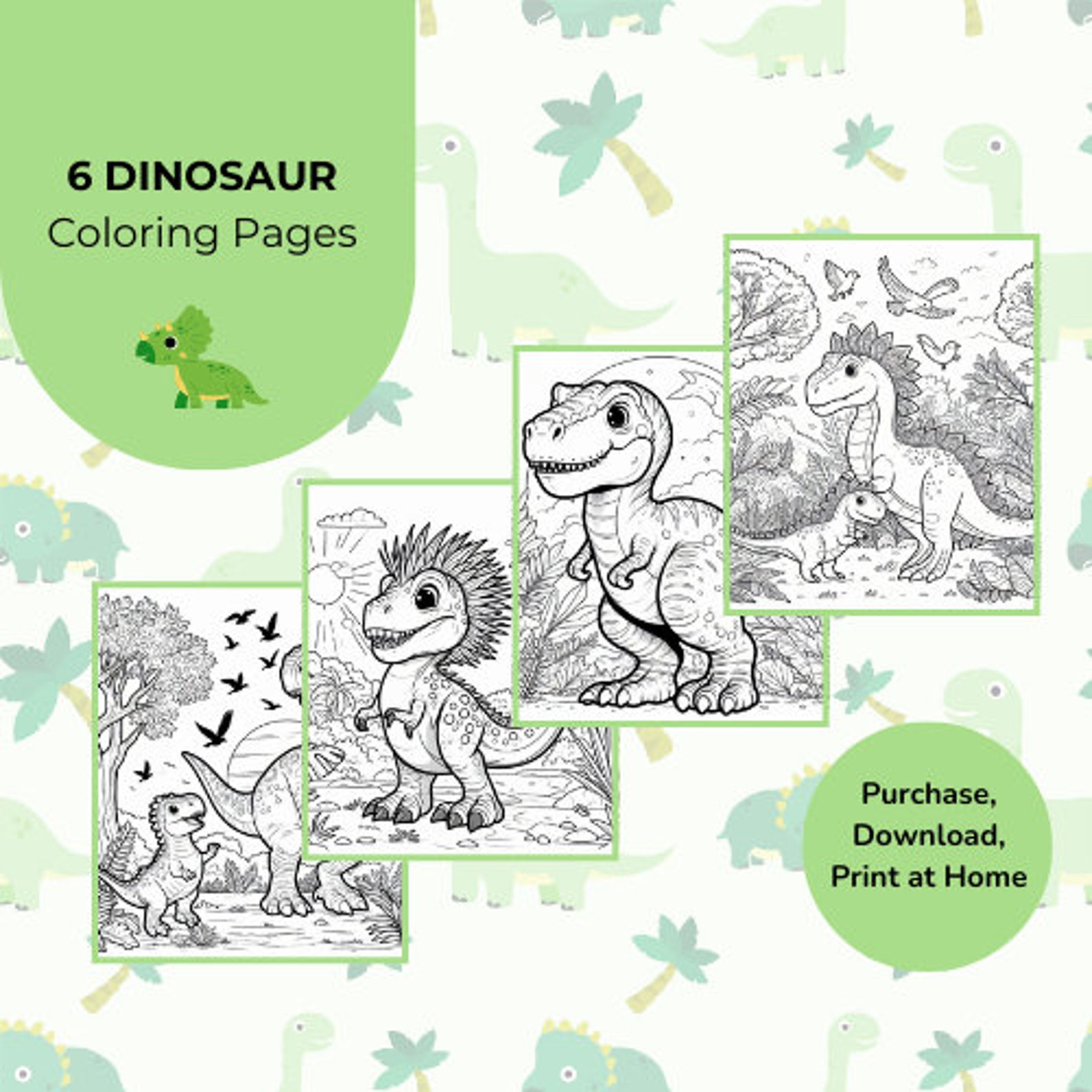6 Dinosaur Coloring Pages | Dinosaur Coloring Book | Dinosaur ...