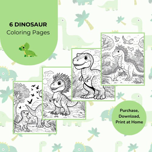6 Dinosaur Coloring Pages Dinosaur Coloring Book Dinosaur Printables ...