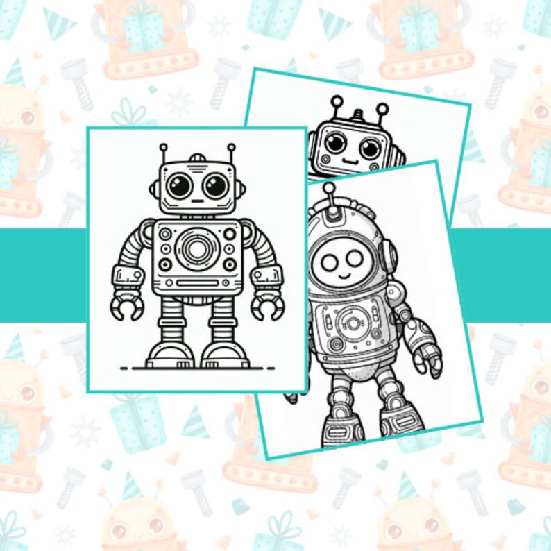 6 Robot Coloring Pages Robot Coloring Book Robot Birthday Robot ...