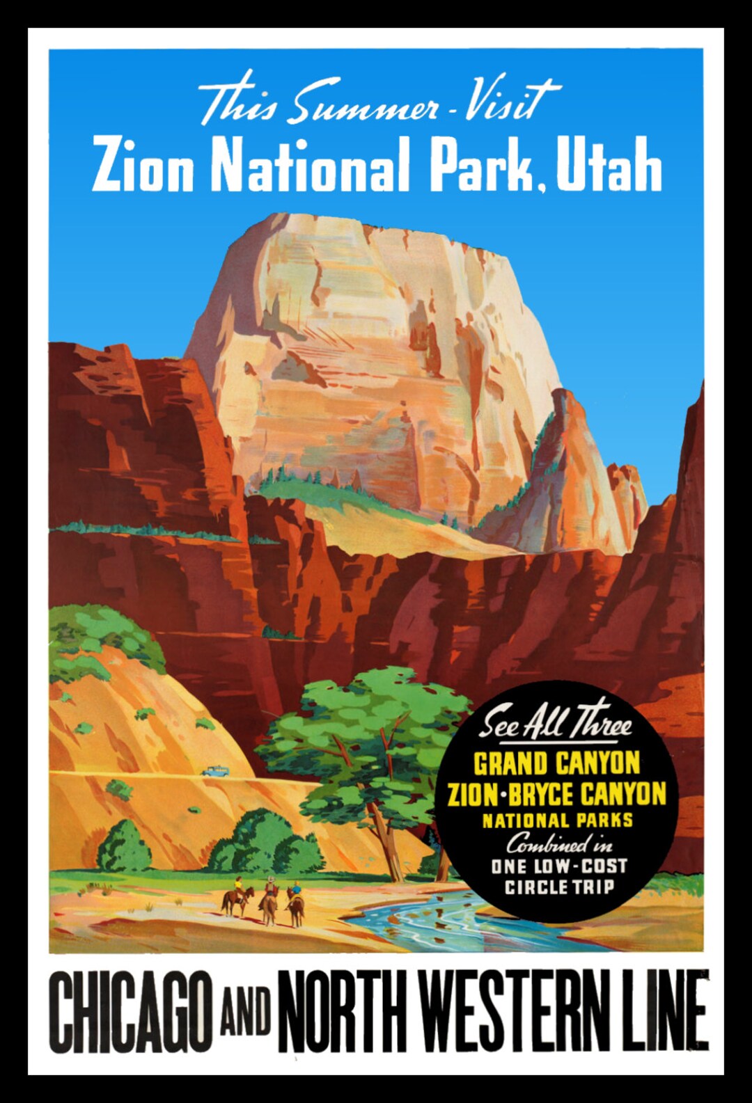 Zion National Park Vintage Travel Ad Large Refrigerator Magnet - Etsy