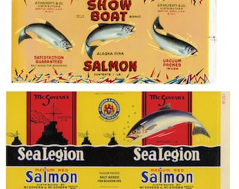 Original Vintage Tin Can Label 1940s Isbest Salmon Coldwater - Etsy