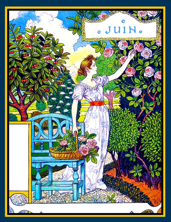 Month of June Art Nouveau Large Refrigerator Magnet - Etsy