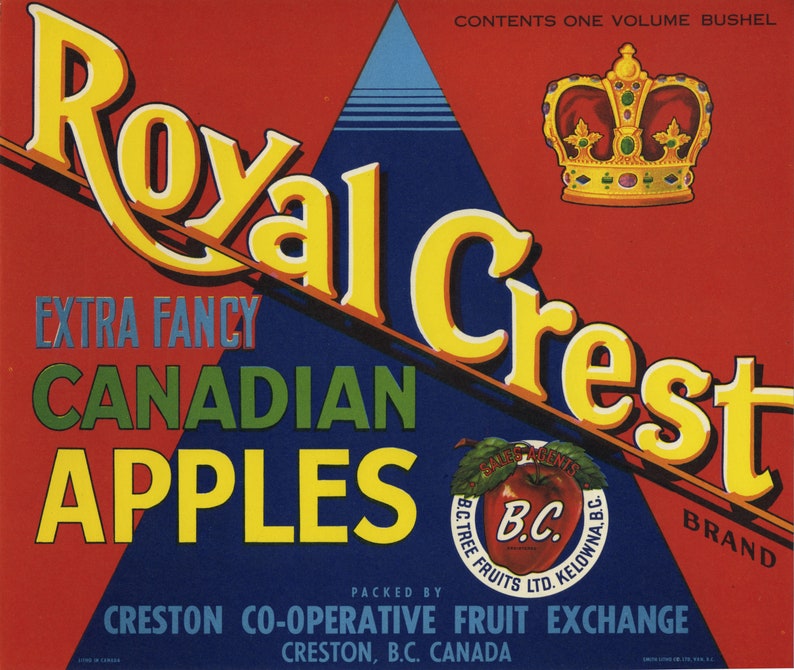 10 Different Original Apple Crate Labels from Canada | Etsy