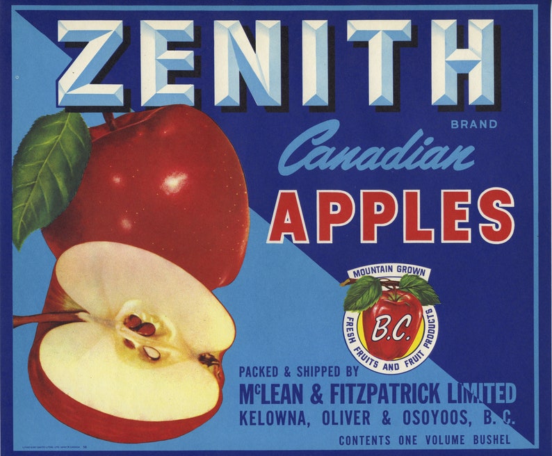 10 Different Original Apple Crate Labels from Canada | Etsy