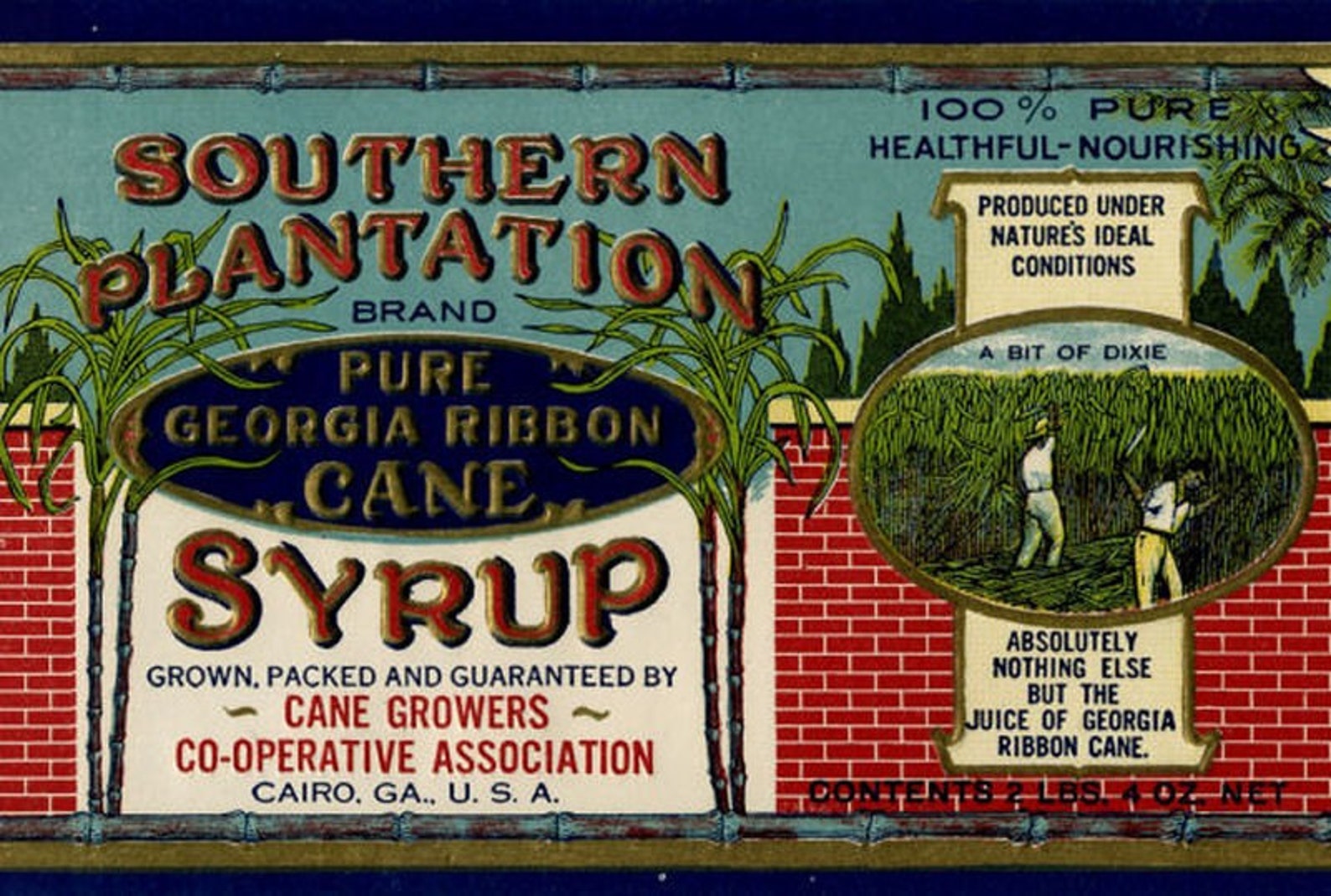 SOUTHERN PLANTATION Syrup Can Label Cairo Georgia - Etsy