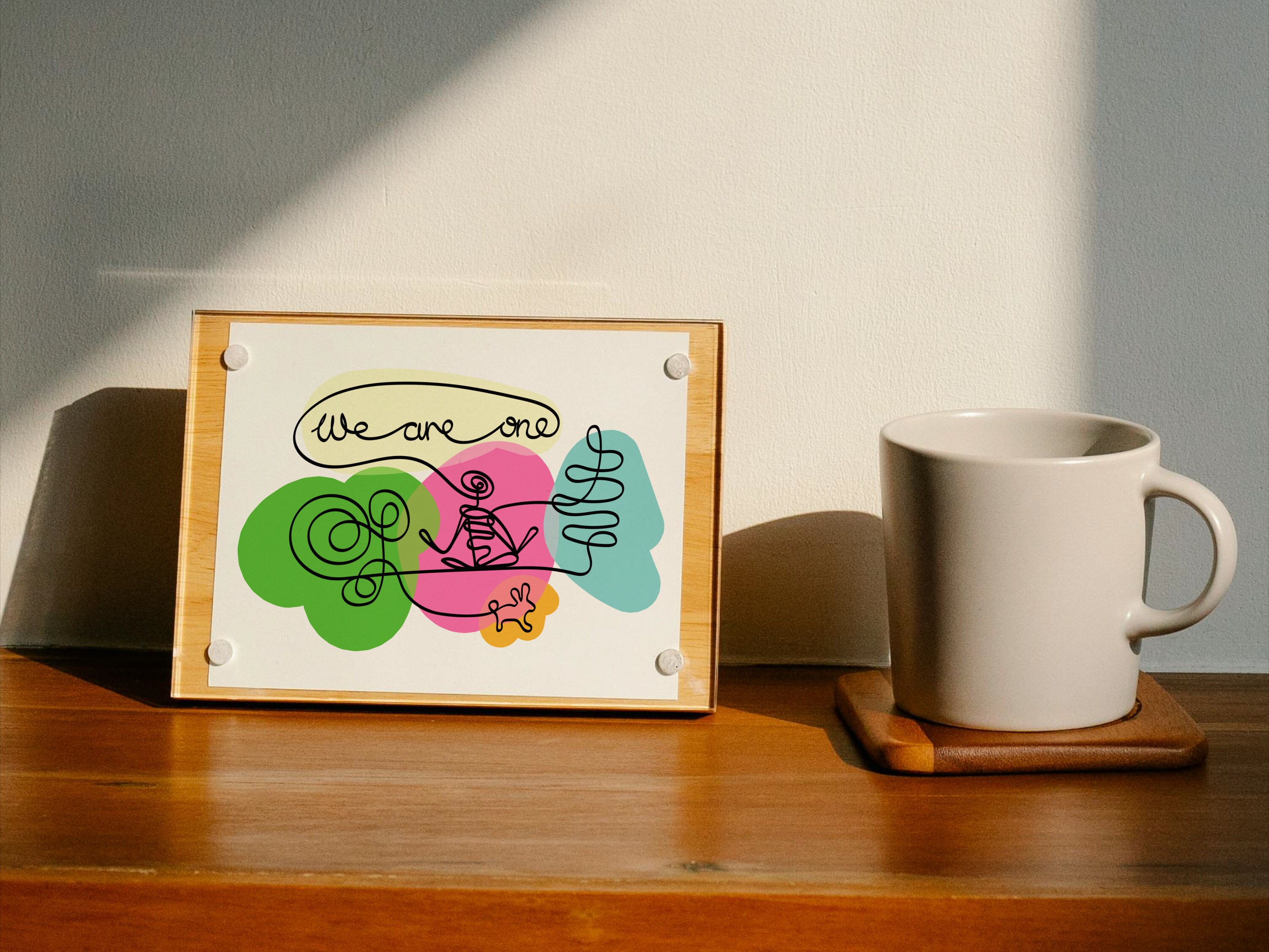 We Are One Nature and Meditating Man Unity Illustration, Printable ...