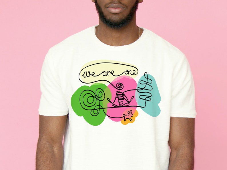 We Are One Nature and Meditating Man Unity Illustration, Printable ...