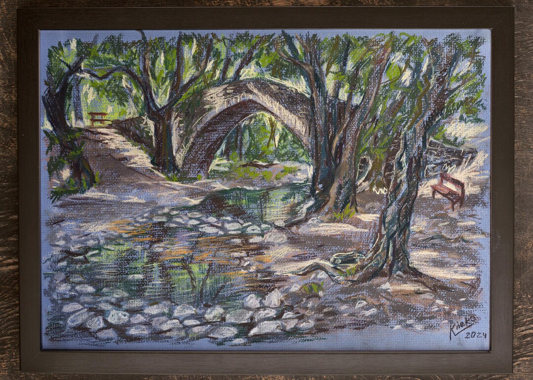 The Venetian Bridge. Pastel Painting on Paper, Landscape, Nature of ...