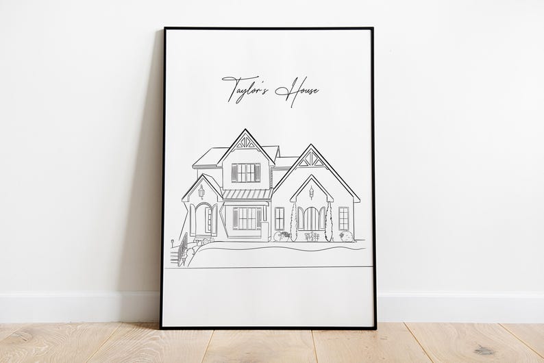 Custom House Line Drawing, Custom House Sketch, Outline House, House ...