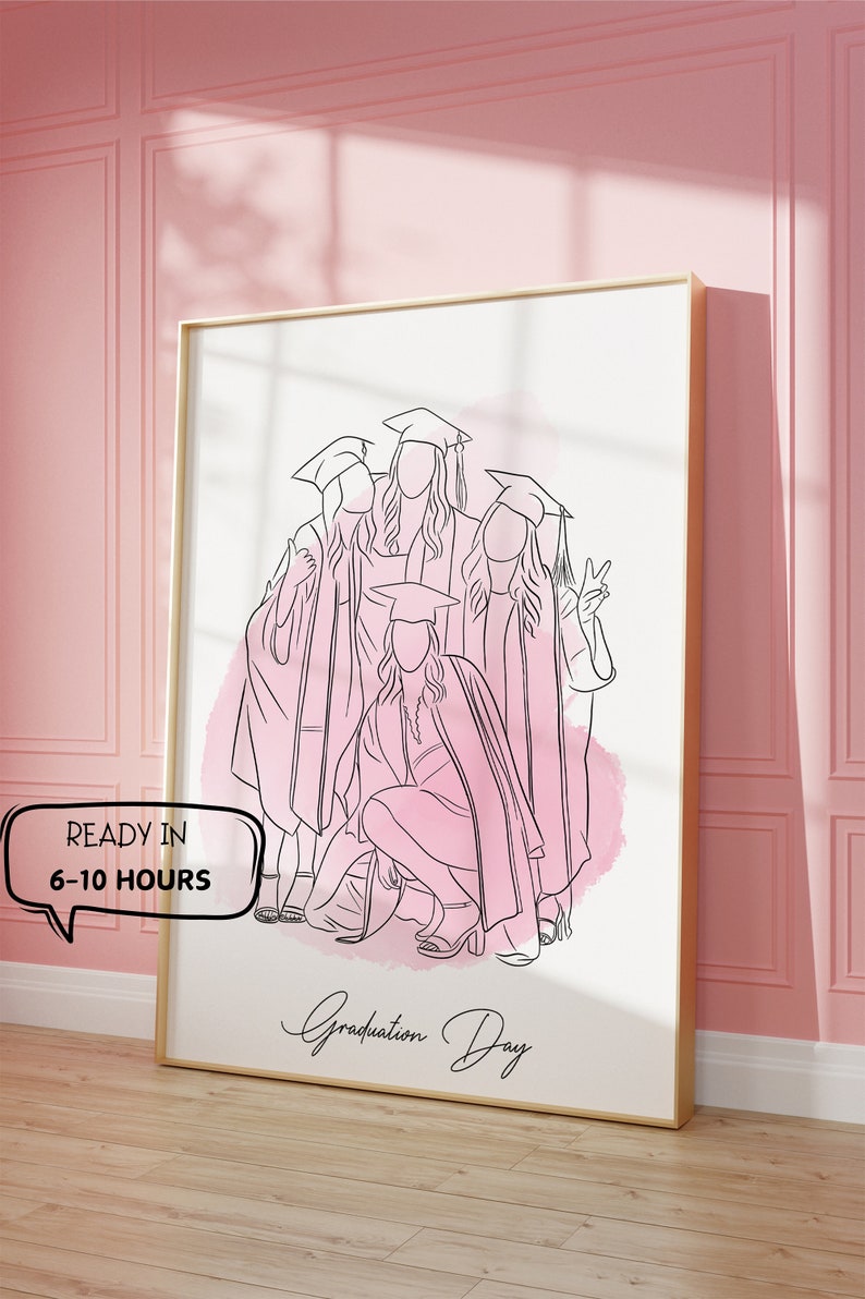 One Line Drawing, Custom Family Portrait, Personalized Graduation Line ...