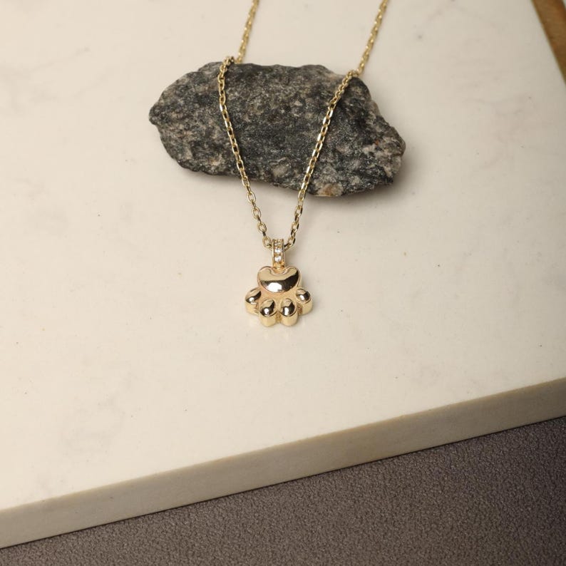14K Gold Diamond Paw Print Cremation Necklace, Pet Memorial Keepsake - Etsy