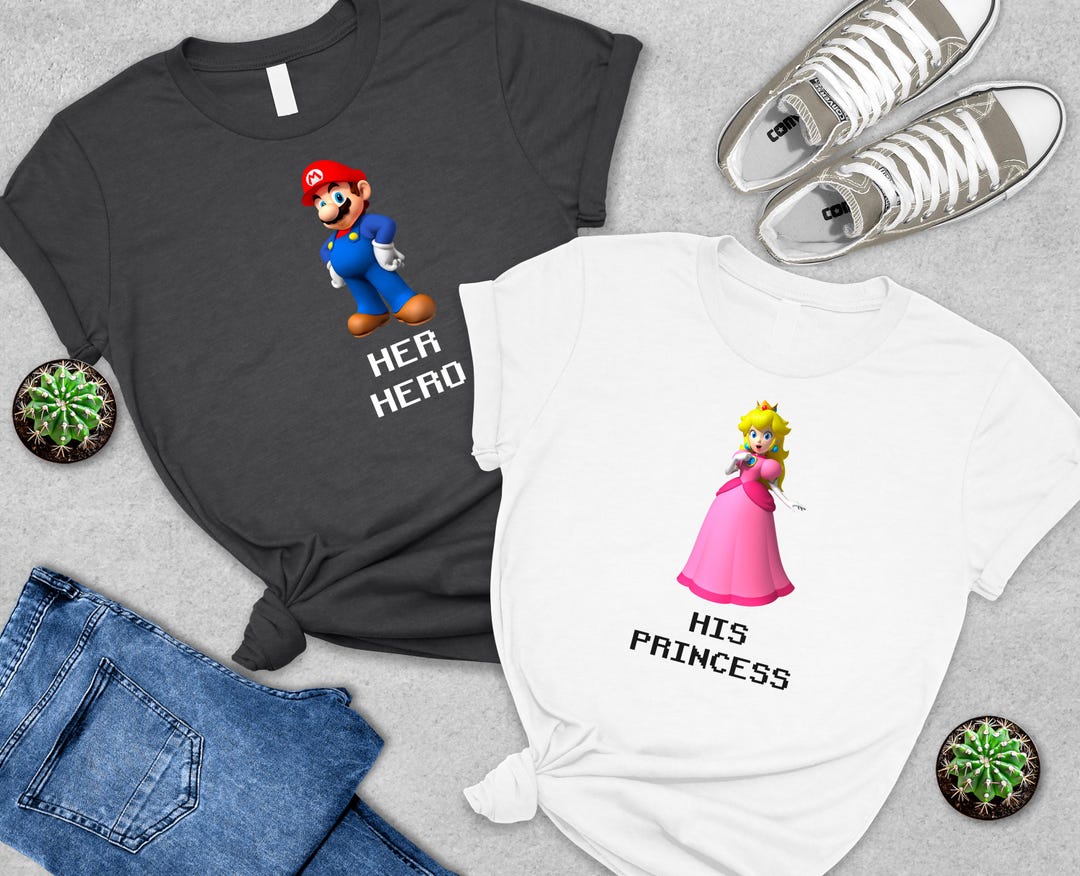 Her Hero and His Princess Super Mario Valentine's Day Couples Shirt ...