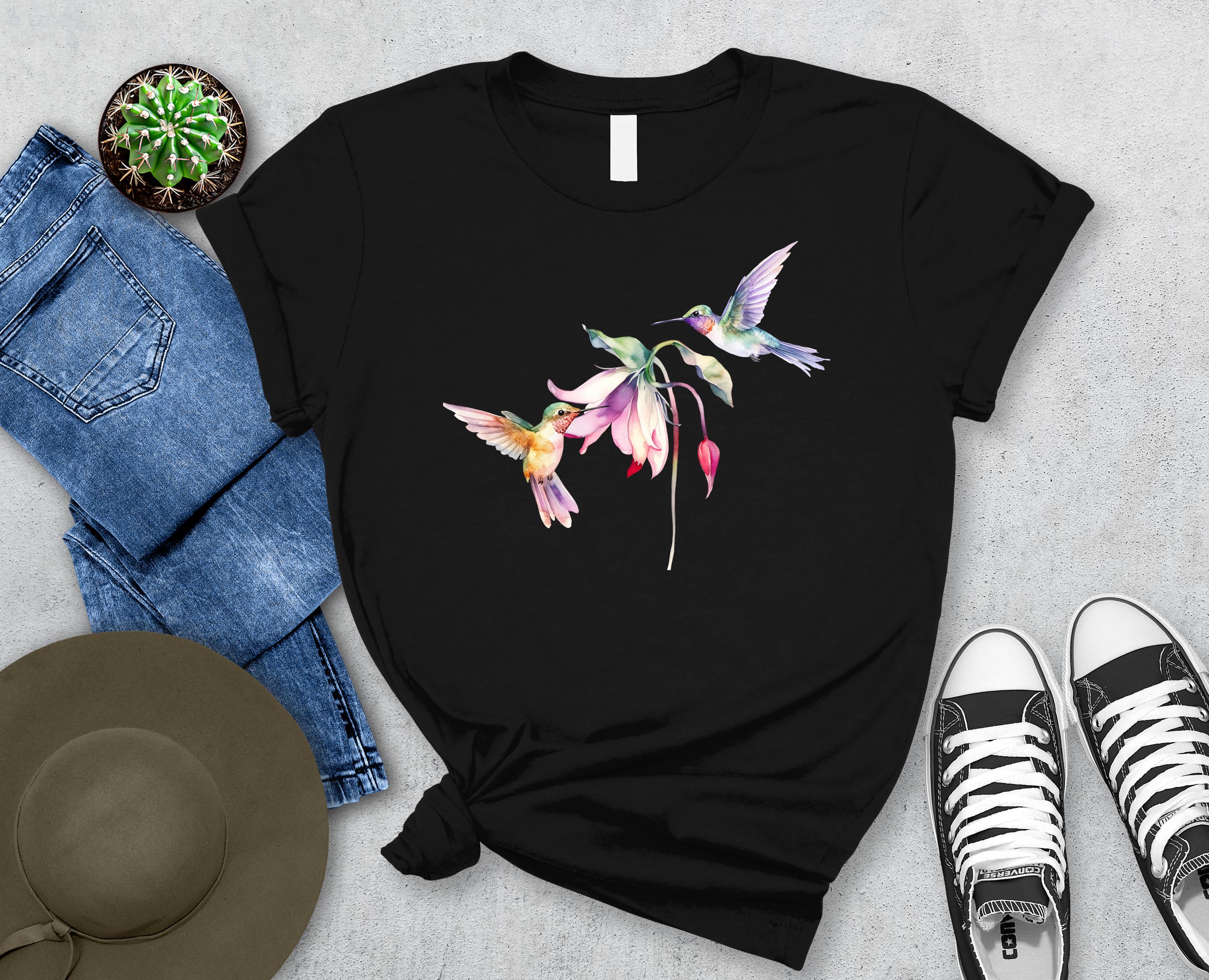 Colorful Hummingbird Shirt, Watercolor Birds T-shirt, Nature Tee ...