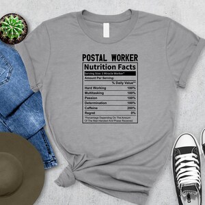 Postal Worker Nutrition Facts Shirt, Mailman Gift Tee, Post Office ...