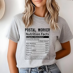Postal Worker Nutrition Facts Shirt, Mailman Gift Tee, Post Office ...
