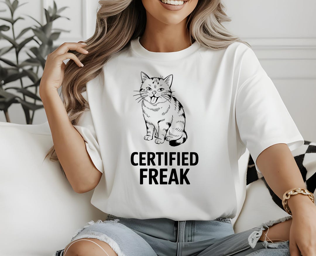 Certified Freak Cat Meme T-shirt, Hilarious Cat Expression Graphic Tee ...