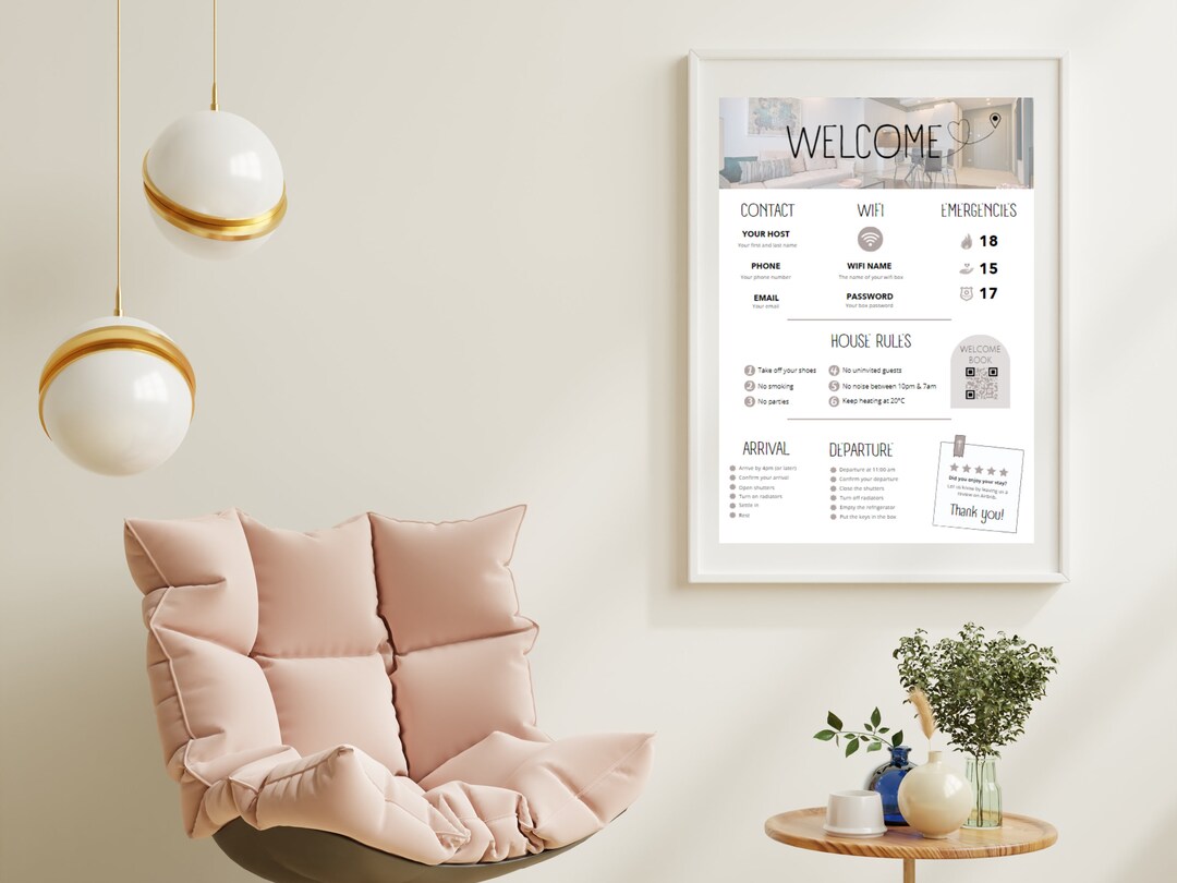 Airbnb Welcome Poster - Printable and Customizable Template, House ...
