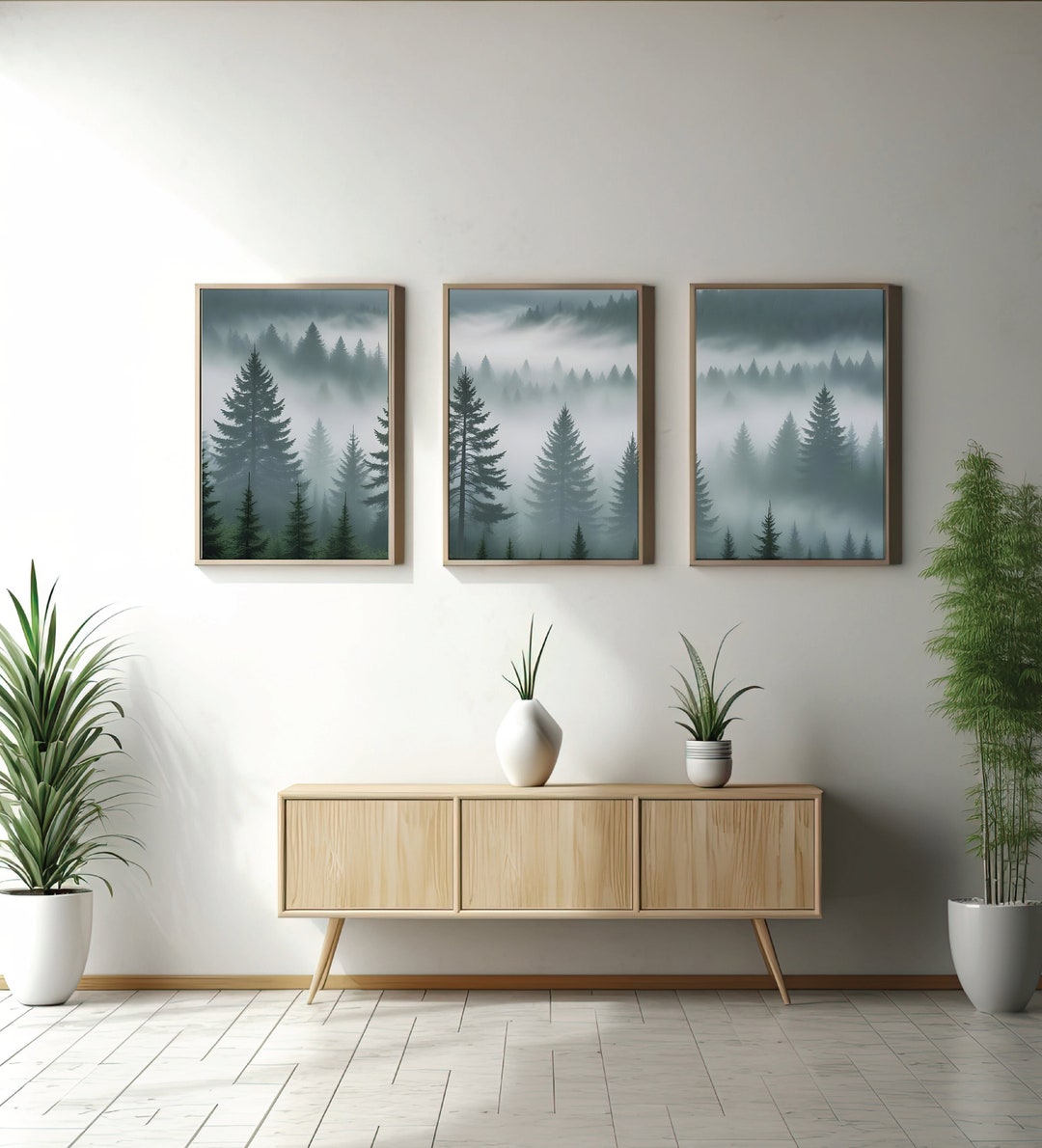 Serene Misty Forest Prints, Forest Serenity, Misty Forest Art, Tranquil ...