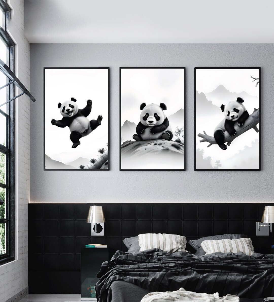 Funny Panda Home Decor Set, Funny Panda, Funny Panda Wall Art, Home ...