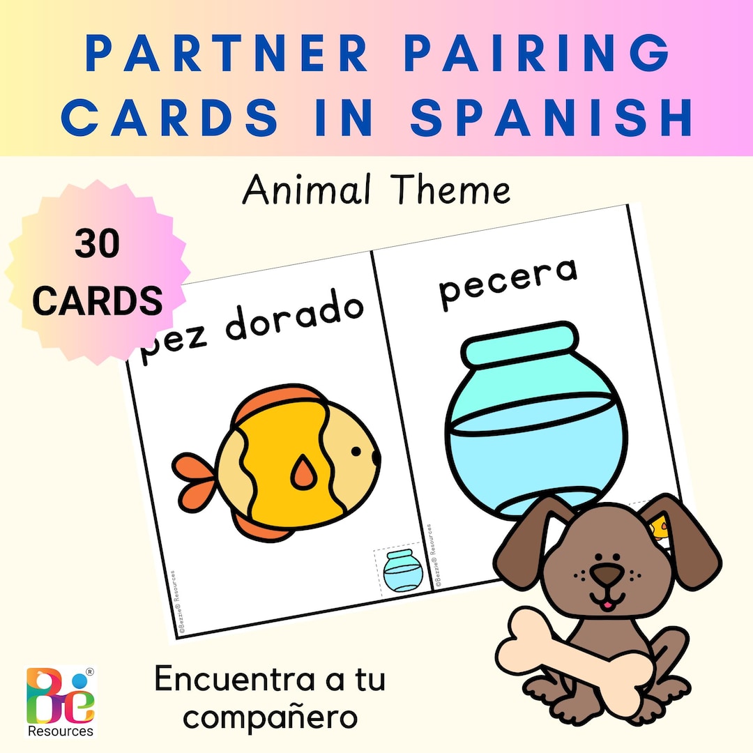 Partner Cards in Spanish | Partner Pairing | Turn & Talk Pairs | Animal ...