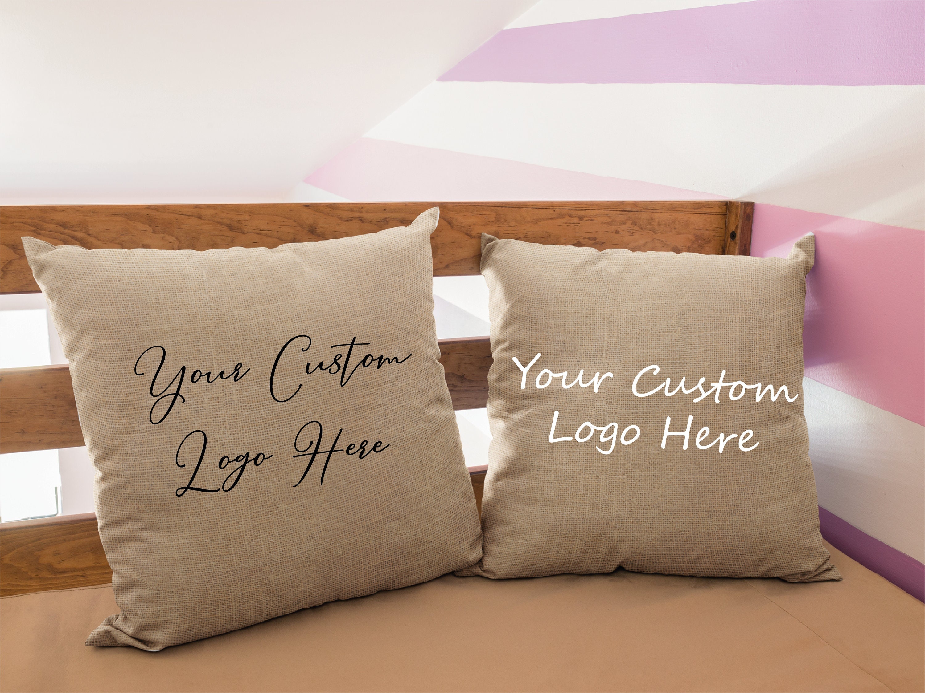 Logo Pillow, Personalize Logo Pillow, Company Pillow, Custom Burlap ...