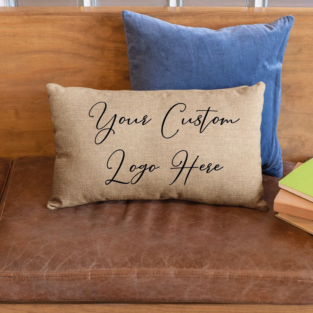 Logo Pillow, Personalize Logo Pillow, Company Pillow, Custom Burlap ...