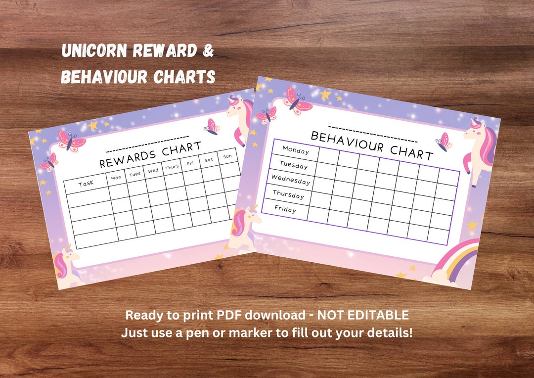 Unicorn Rewards & Behaviour Charts - Etsy