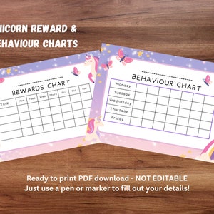 Unicorn Rewards & Behaviour Charts - Etsy
