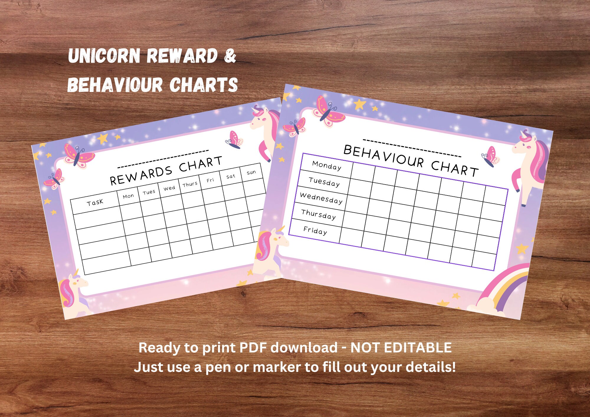 Unicorn Rewards & Behaviour Charts - Etsy