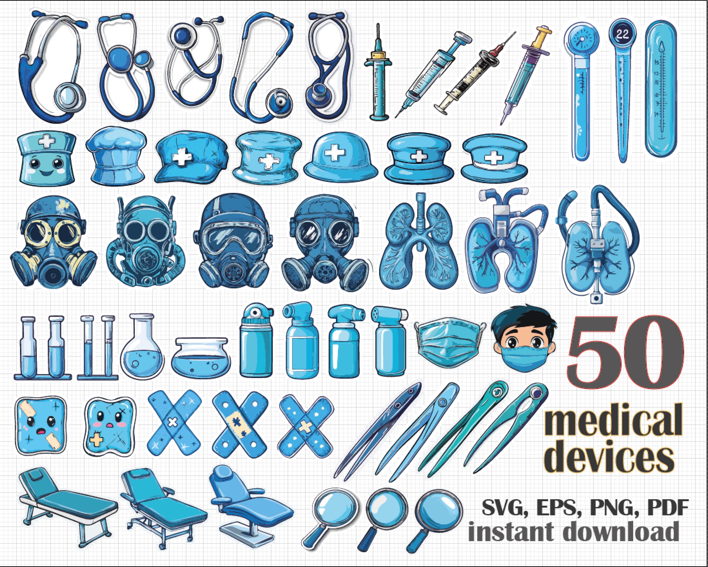 Medical Devices SVG Set, PNG Medical Devices Set, Medical Devices ...