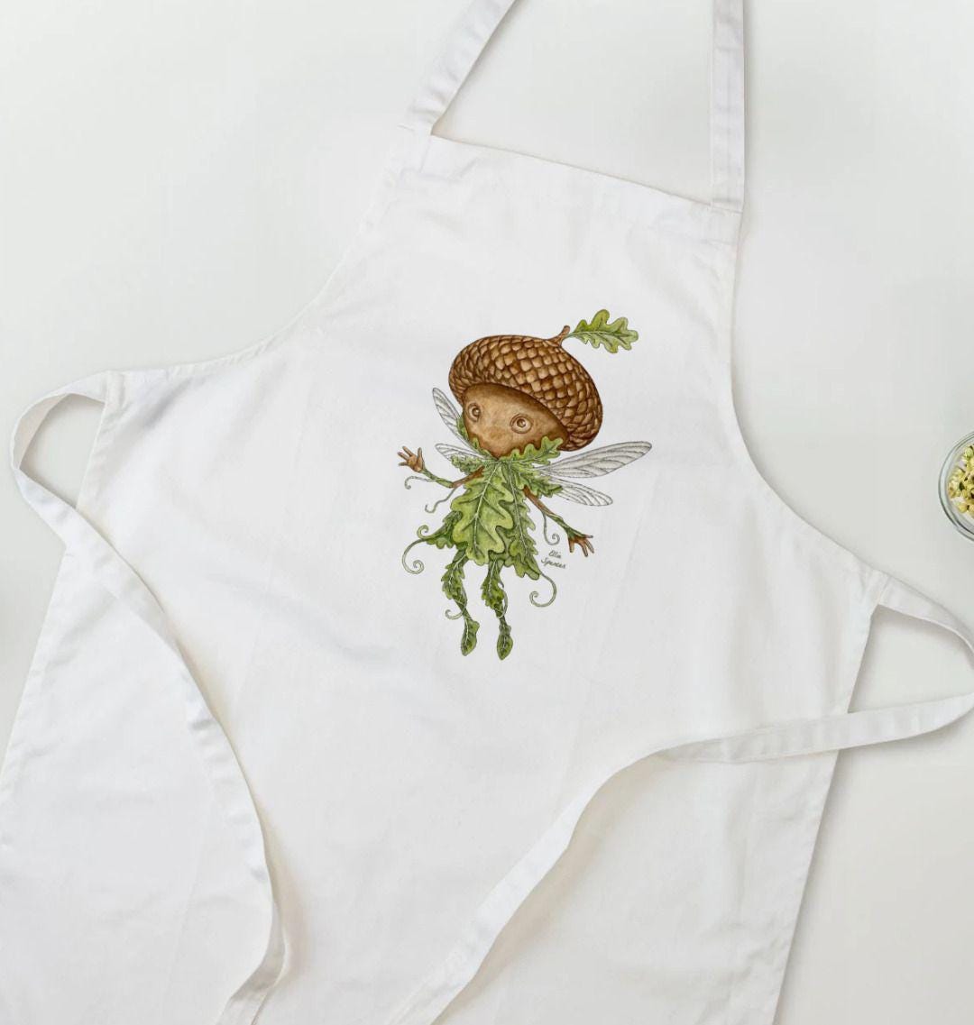 Acorn Sprite Fantasy Apron – Acorn Art, Oak Leaf Painting, Acorn Apron ...