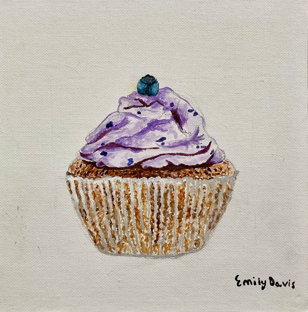 Cupcake Painting, Realistic Cupcake Painting, Acrylic Cupcake Painting ...