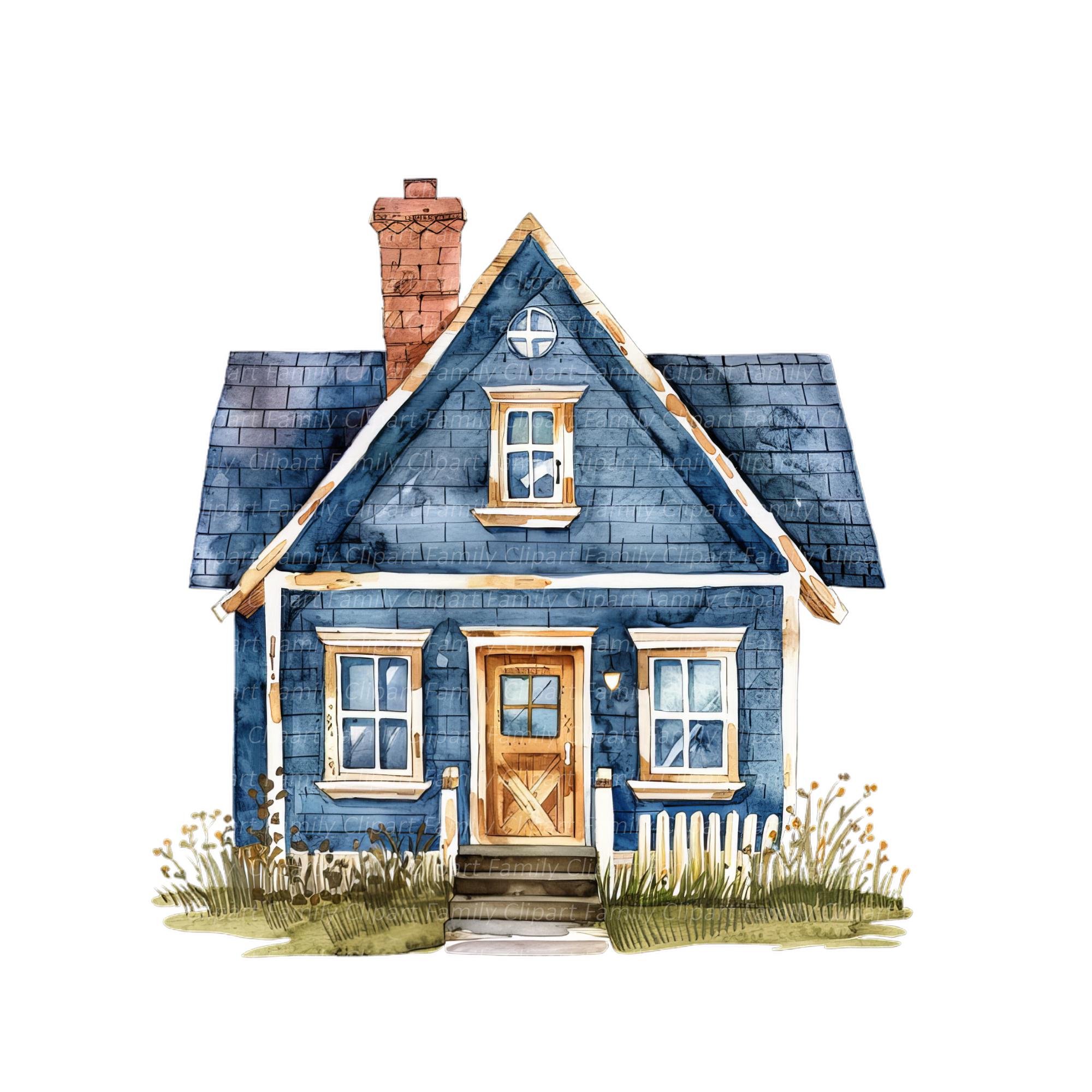 Watercolor Houses Clipart, Home Clipart, Cottage Clipart, House Clipart ...