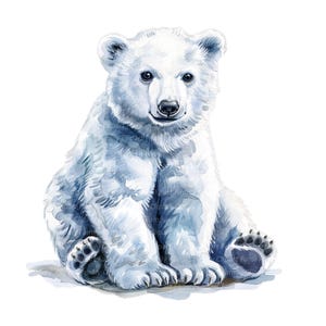 13 Cute Polar Bear Clipart Bundle, Printable Watercolor Clipart, High ...