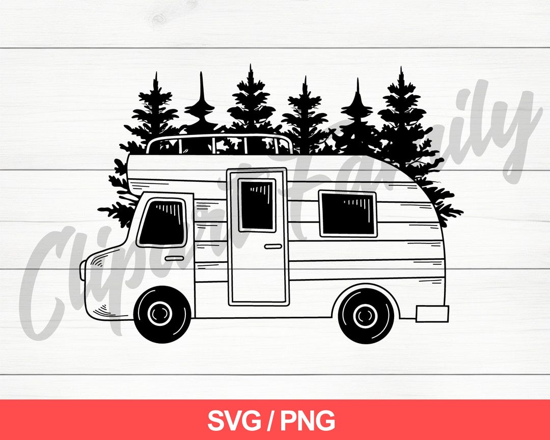 Bus Camping SVG, SVG Png,camper Download, Travel Trailer, Retro Art ...