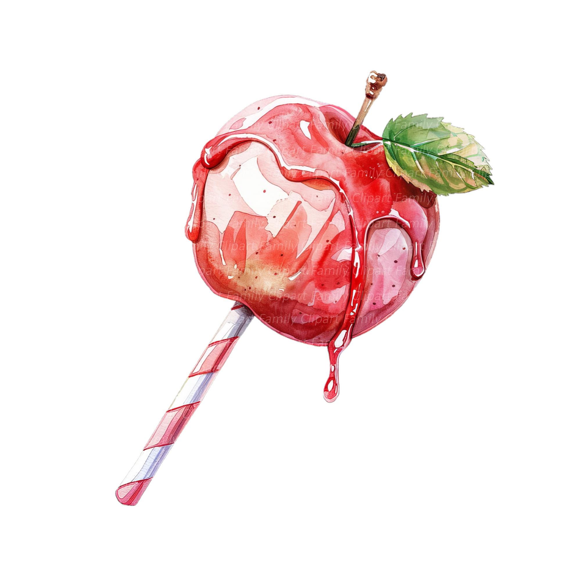 14 Watercolor Candy Apple Clipart Bundle, PNG Dessert Graphics ...