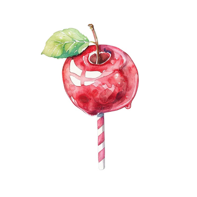 14 Watercolor Candy Apple Clipart Bundle, PNG Dessert Graphics ...