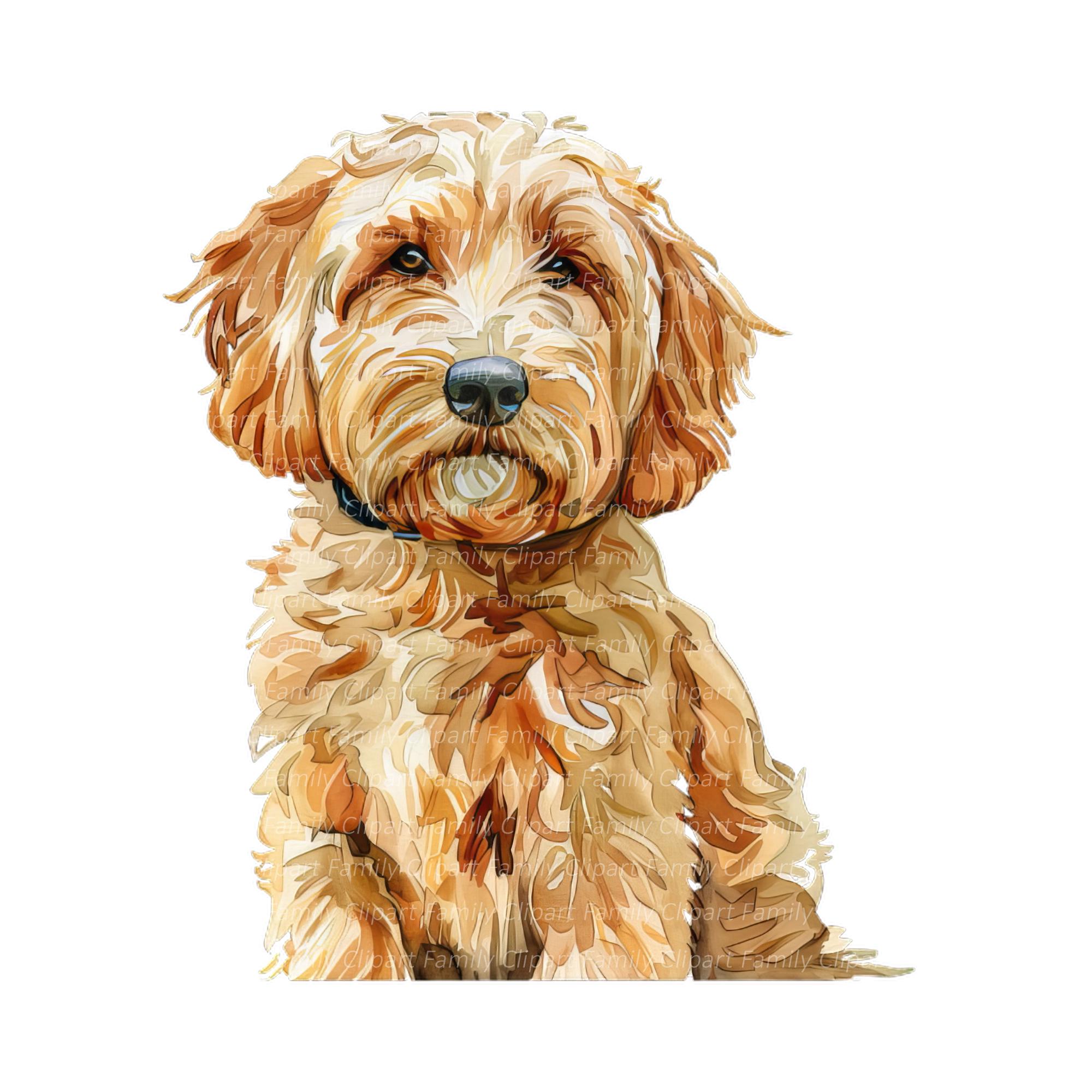 12 Goldendoodle Clipart Watercolor Bundle, Dog Portrait, Printable ...