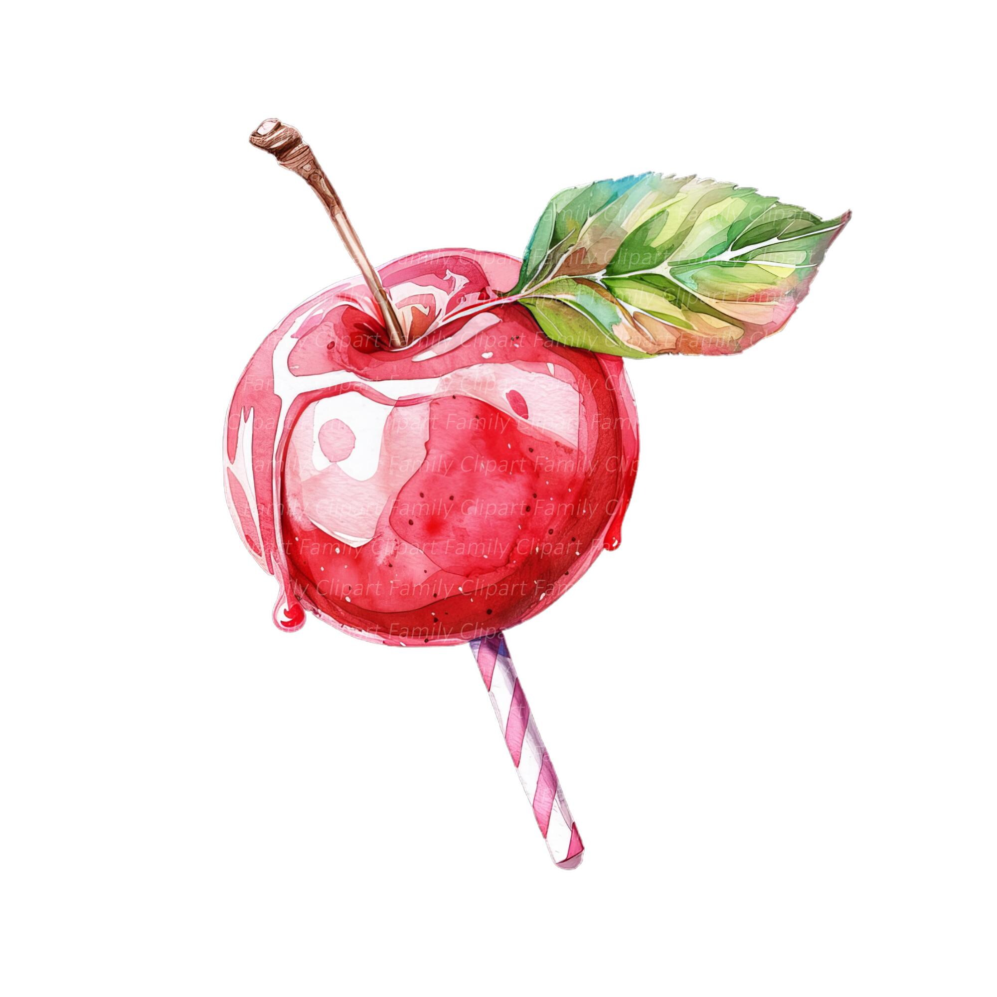 14 Watercolor Candy Apple Clipart Bundle, PNG Dessert Graphics ...