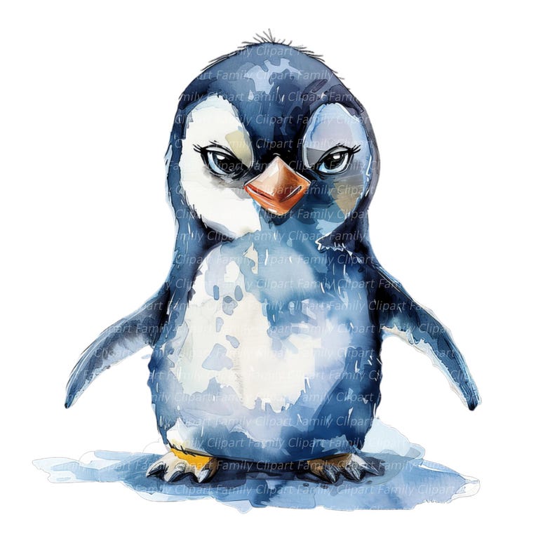 10 Penguin Clipart, Cute Penguins Images, Printable Watercolor Clipart ...