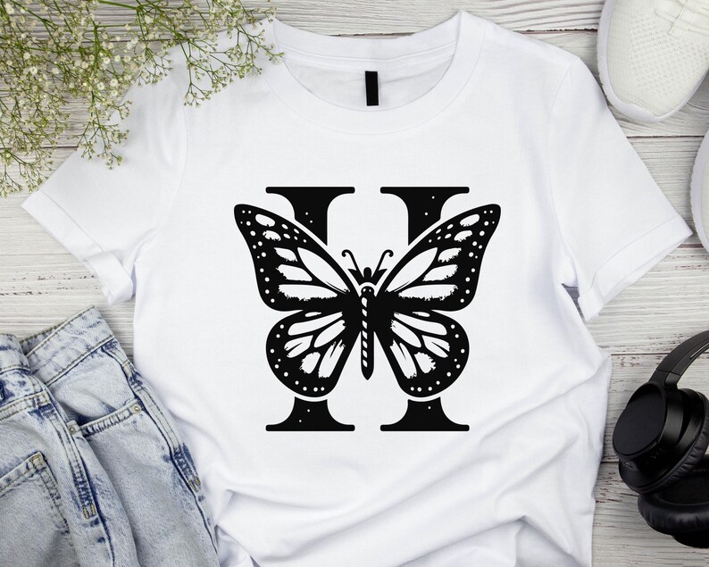 Butterfly Spli Monogram Alphabet Svg Png, Butterfly Split Monogram ...