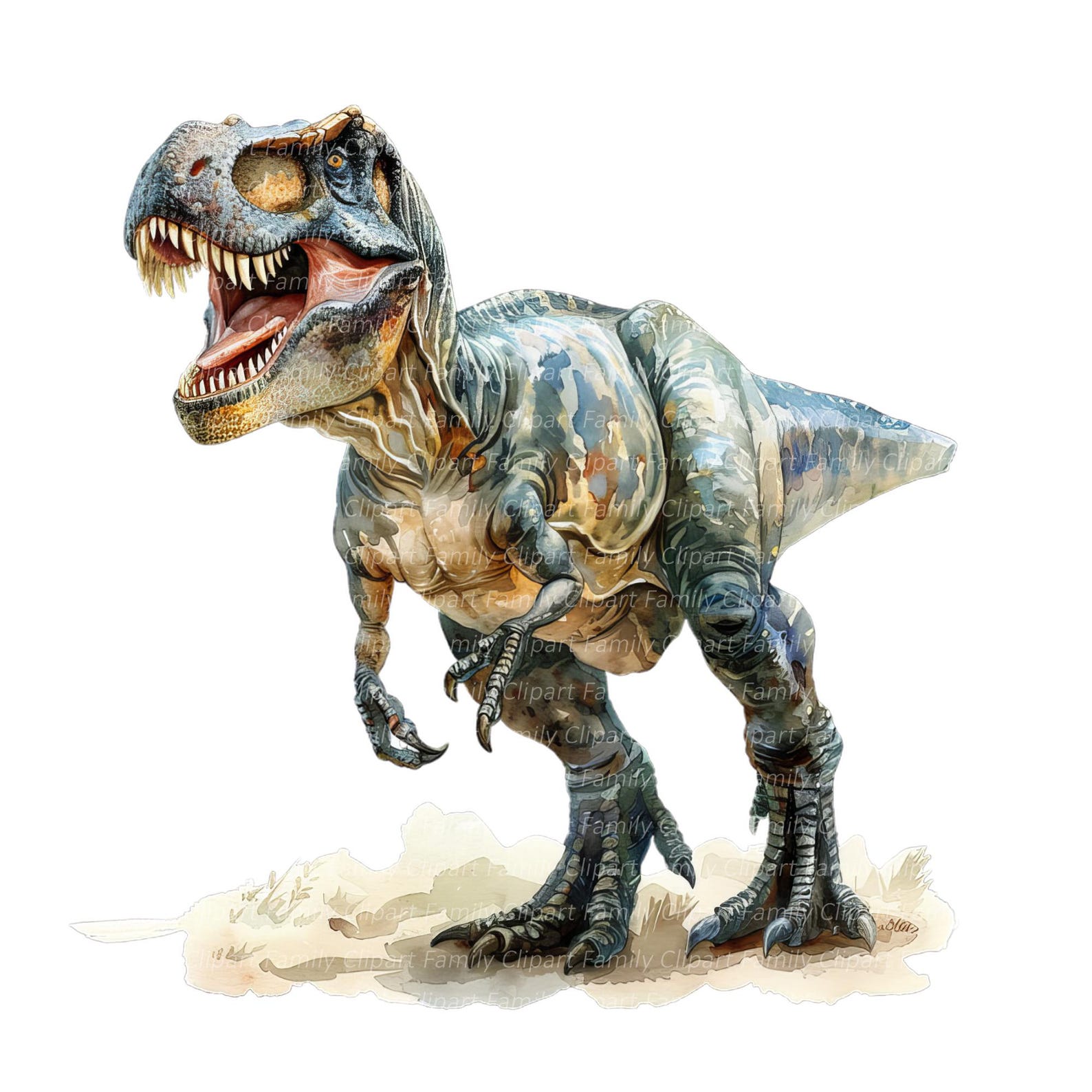 Watercolor Realistic Dinosaur Clipart, Realistic Dinosaur, Printable ...