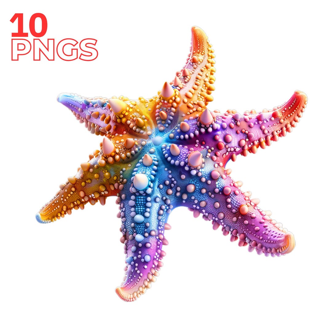 10 Starfish Clipart, Starfish in Beach, Printable 3D Clipart, High ...