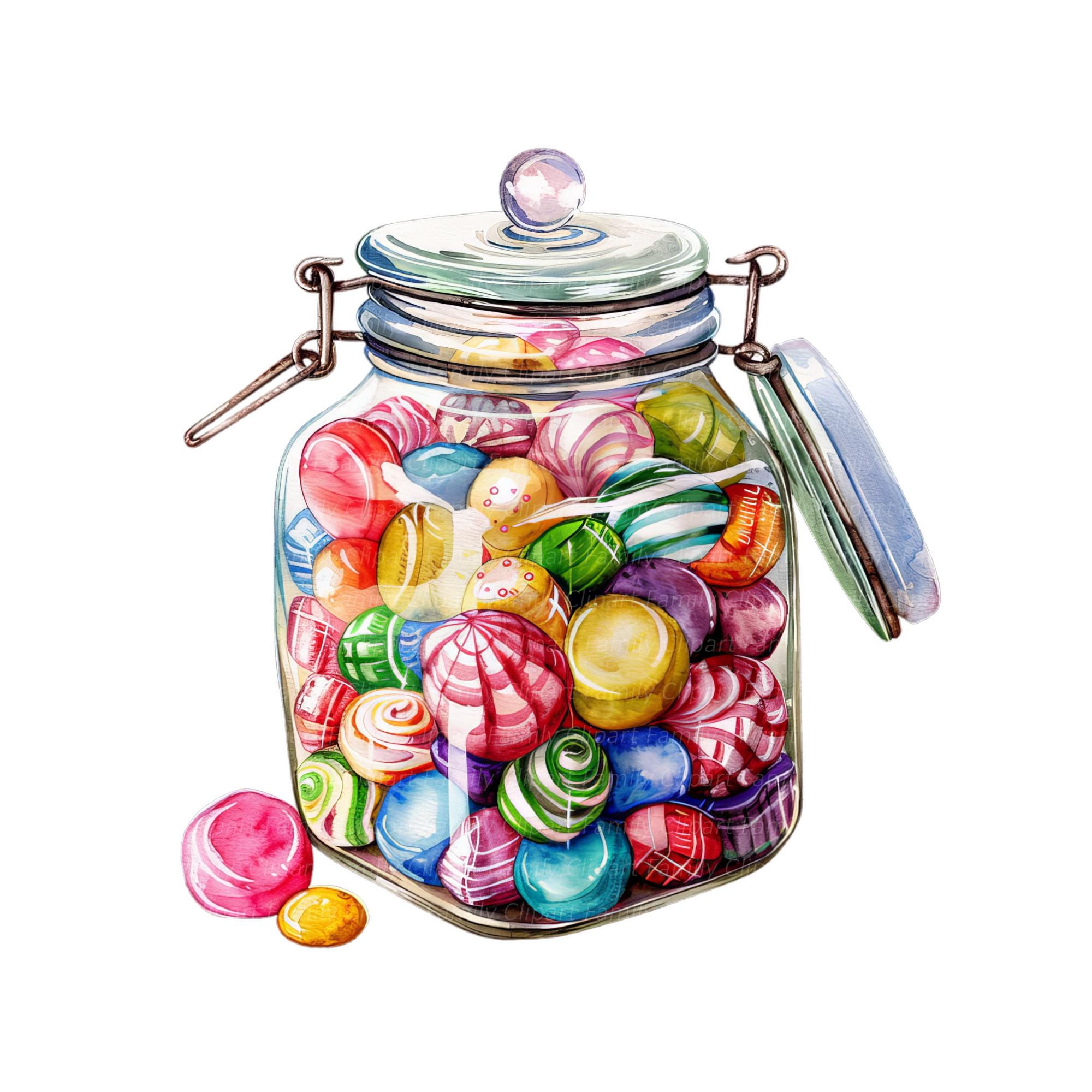 12 Watercolor Candy Jar, Candy Jar Clipart, Printable Watercolor ...