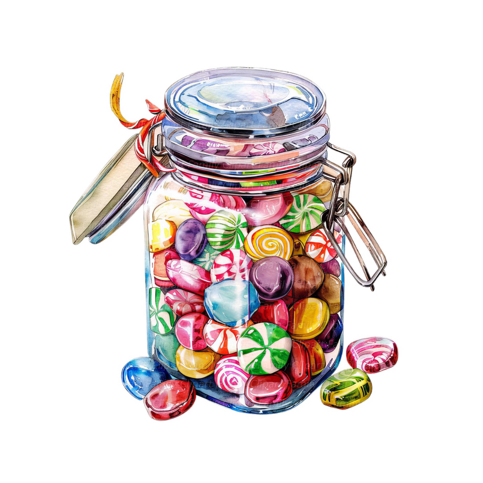 12 Watercolor Candy Jar, Candy Jar Clipart, Printable Watercolor ...